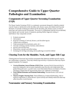 Upper Limb Tension Tests (ULTT) Overview: Techniques & Procedures - Studocu