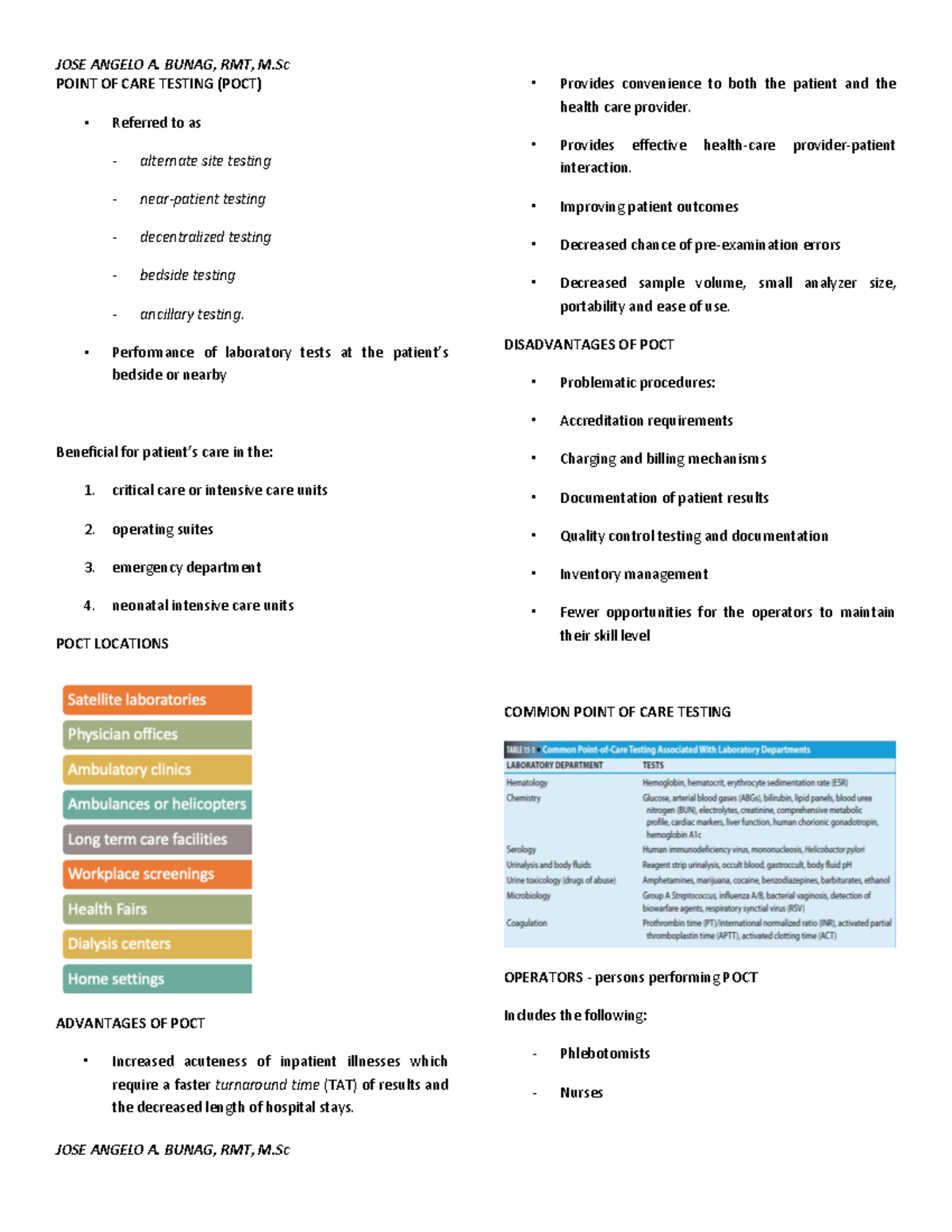 POCT - Comprehensive Guide to Point of Care Testing - Studocu