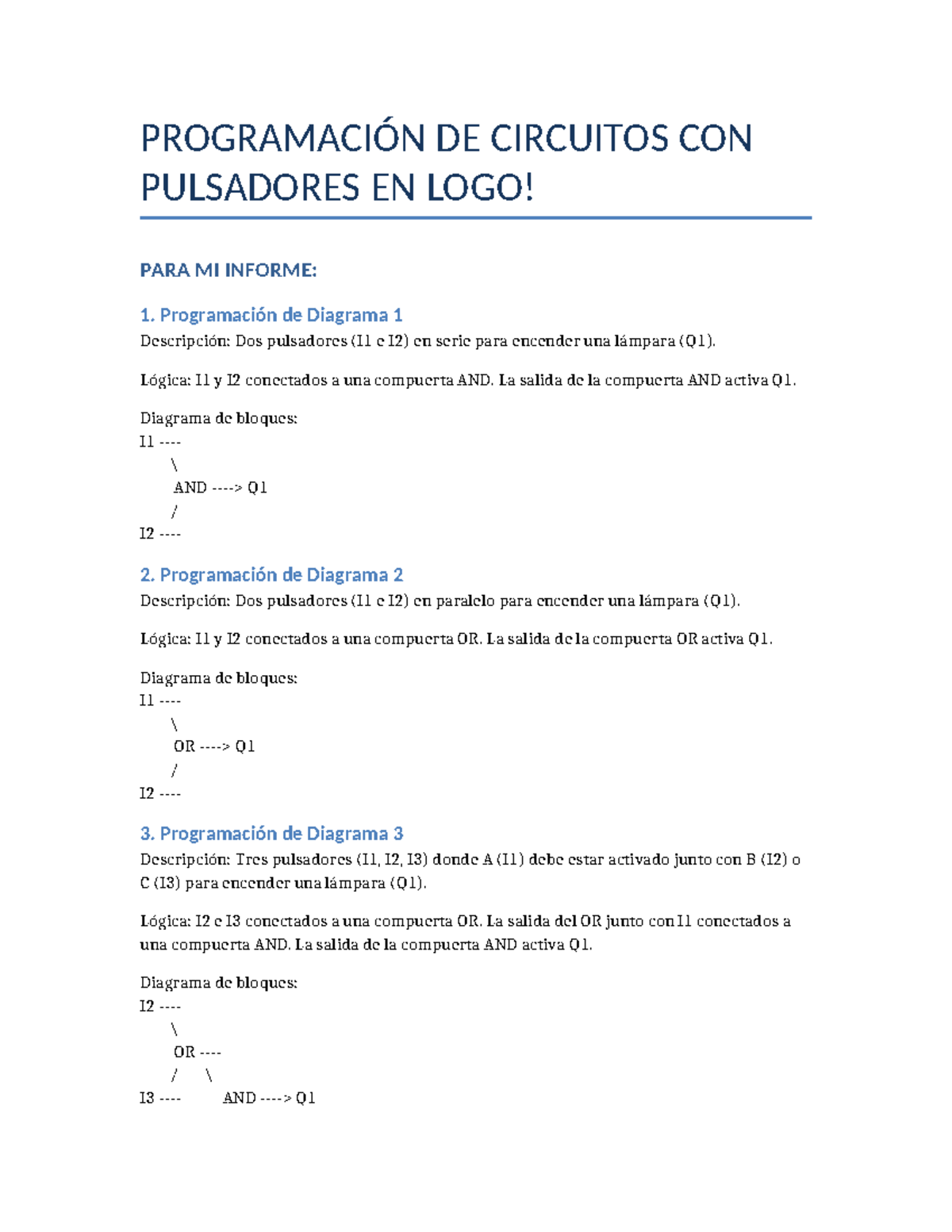 Programación de Circuitos con Pulsadores en LOGO! - Informe 8 - Studocu