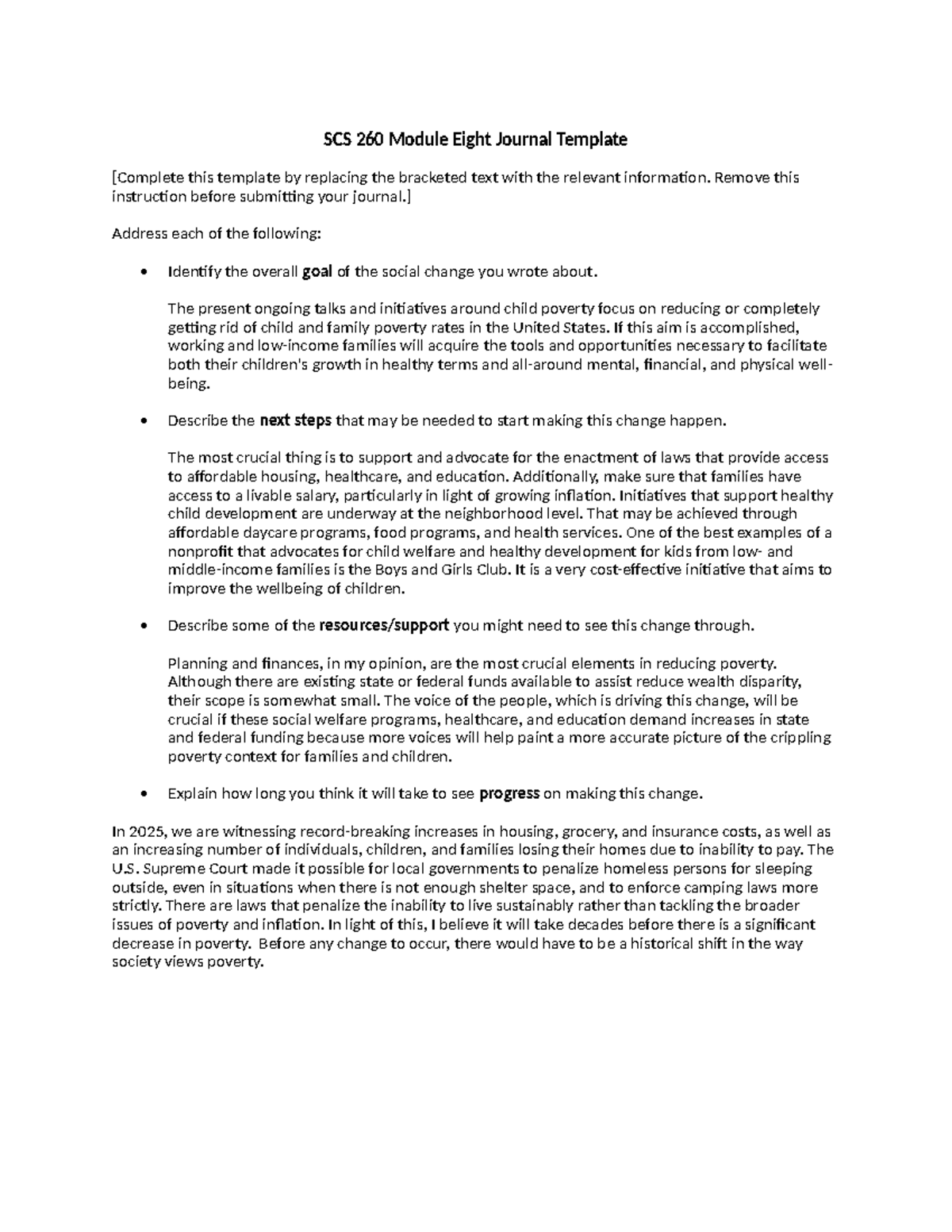 SCS 260 Module Eight Journal Template - SCS 260 Module Eight Journal Template [Complete this ...