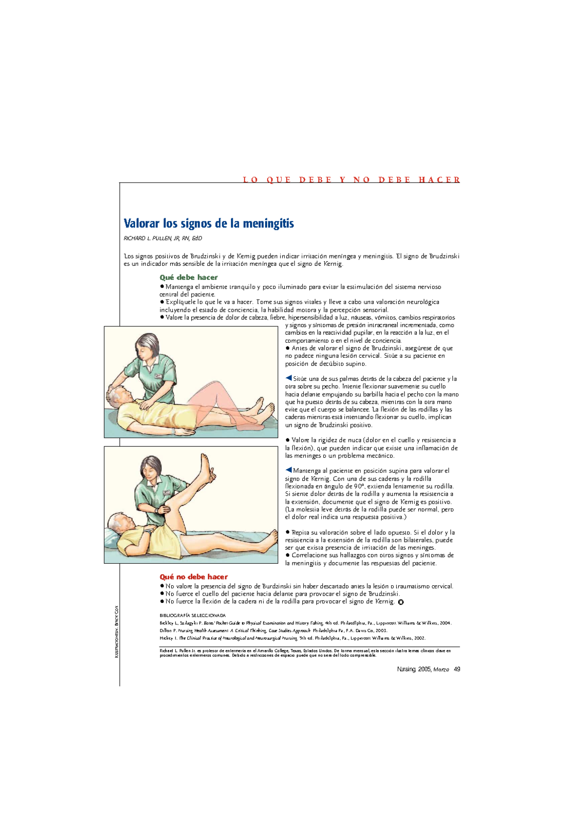 Signos Meningitis, positivos de Brudzinski y de Kernig - Nursing. 2005 ...