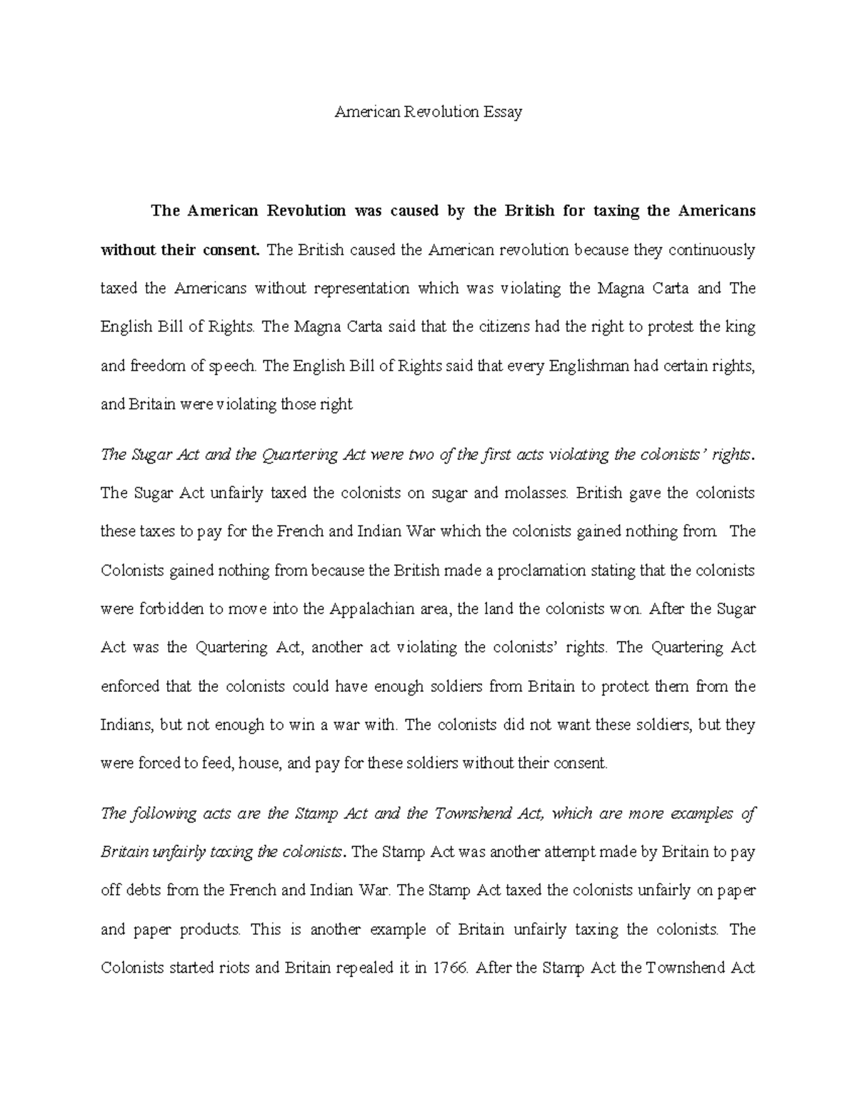 American Revolution Essay: Causes of Colonial Unrest - Studocu