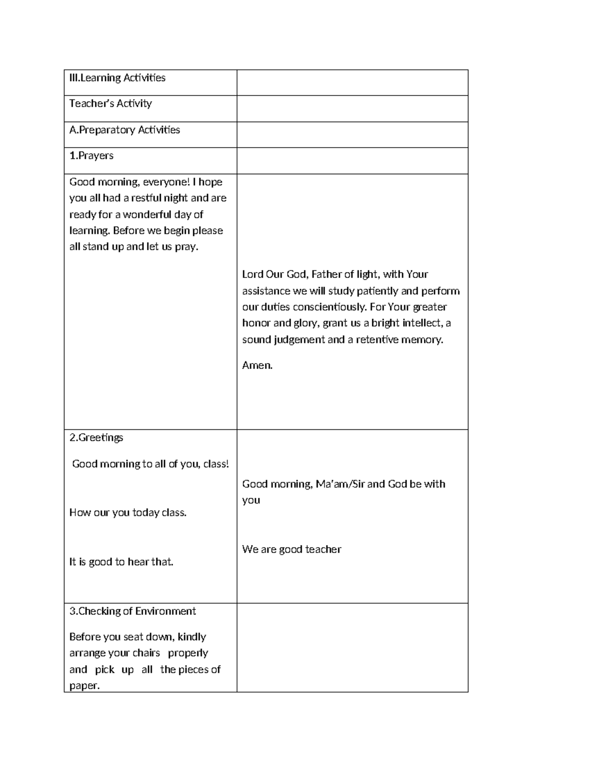 Preparatory Activities for Class: A Guide to Morning Routine - Studocu