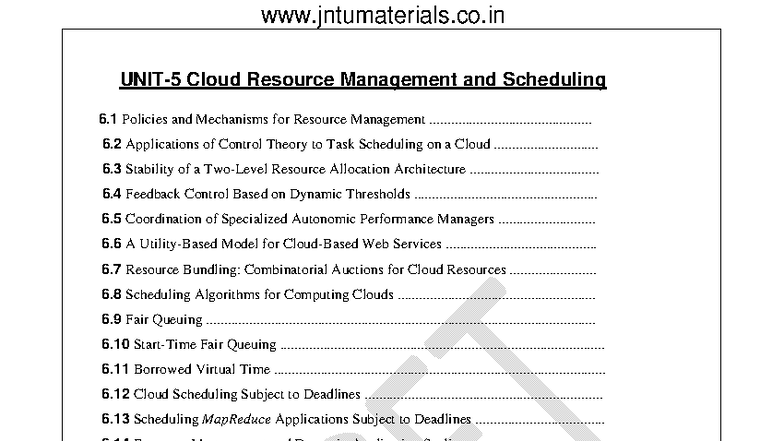 CC UNIT-IV - Cloud Resource Management and Scheduling Techniques - Studocu
