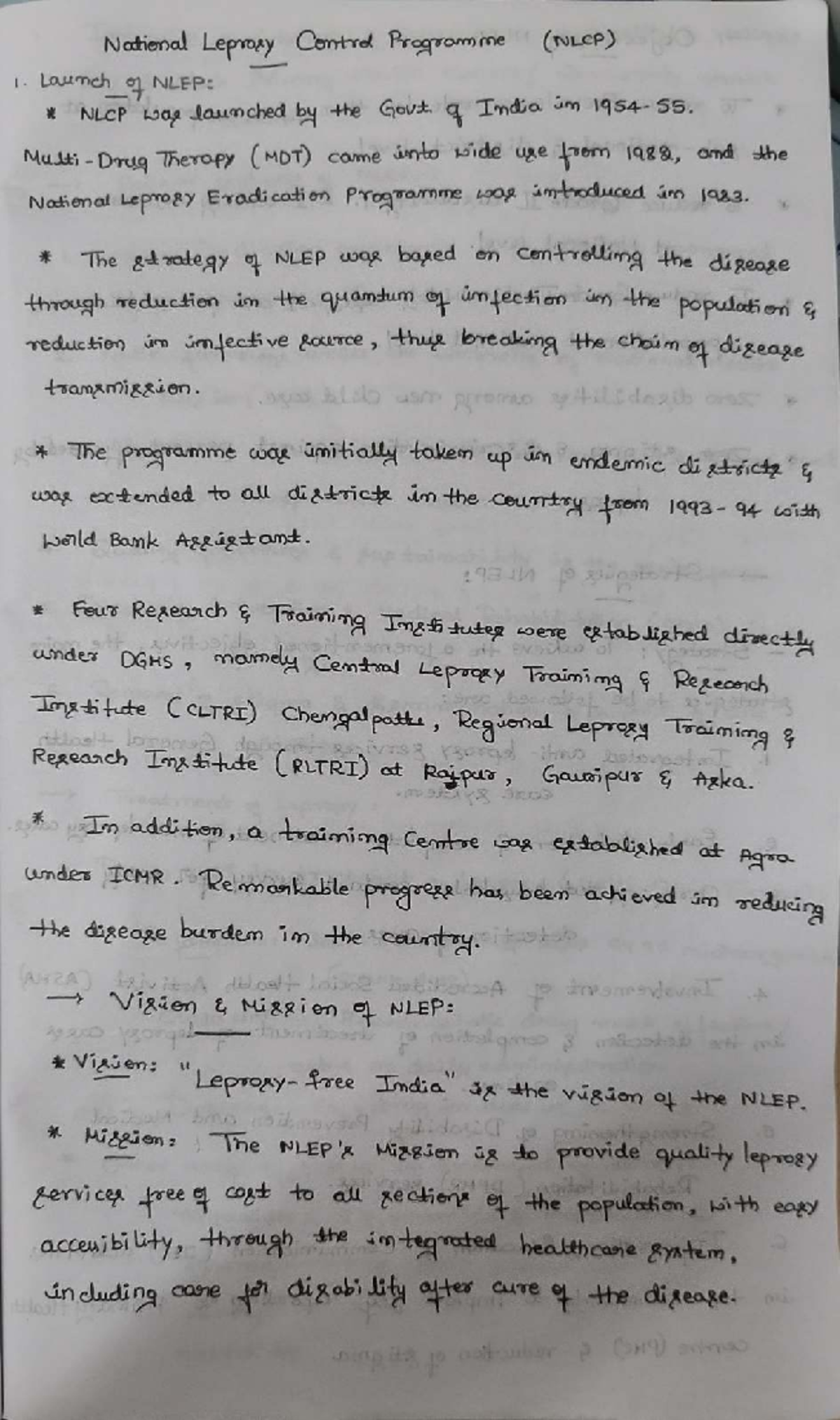 NLCP & UIP: National Leprosy Control Program Overview - Studocu