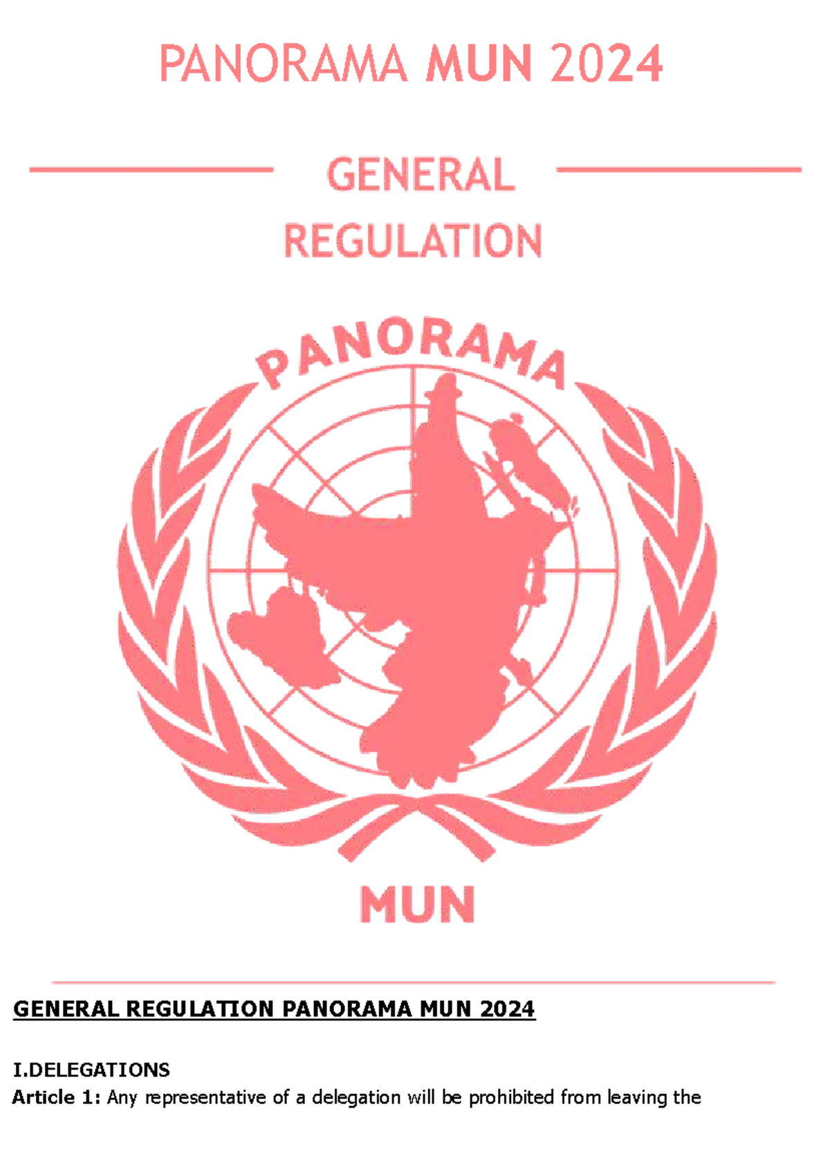 General Regulations for Panorama MUN 2024 - Studocu