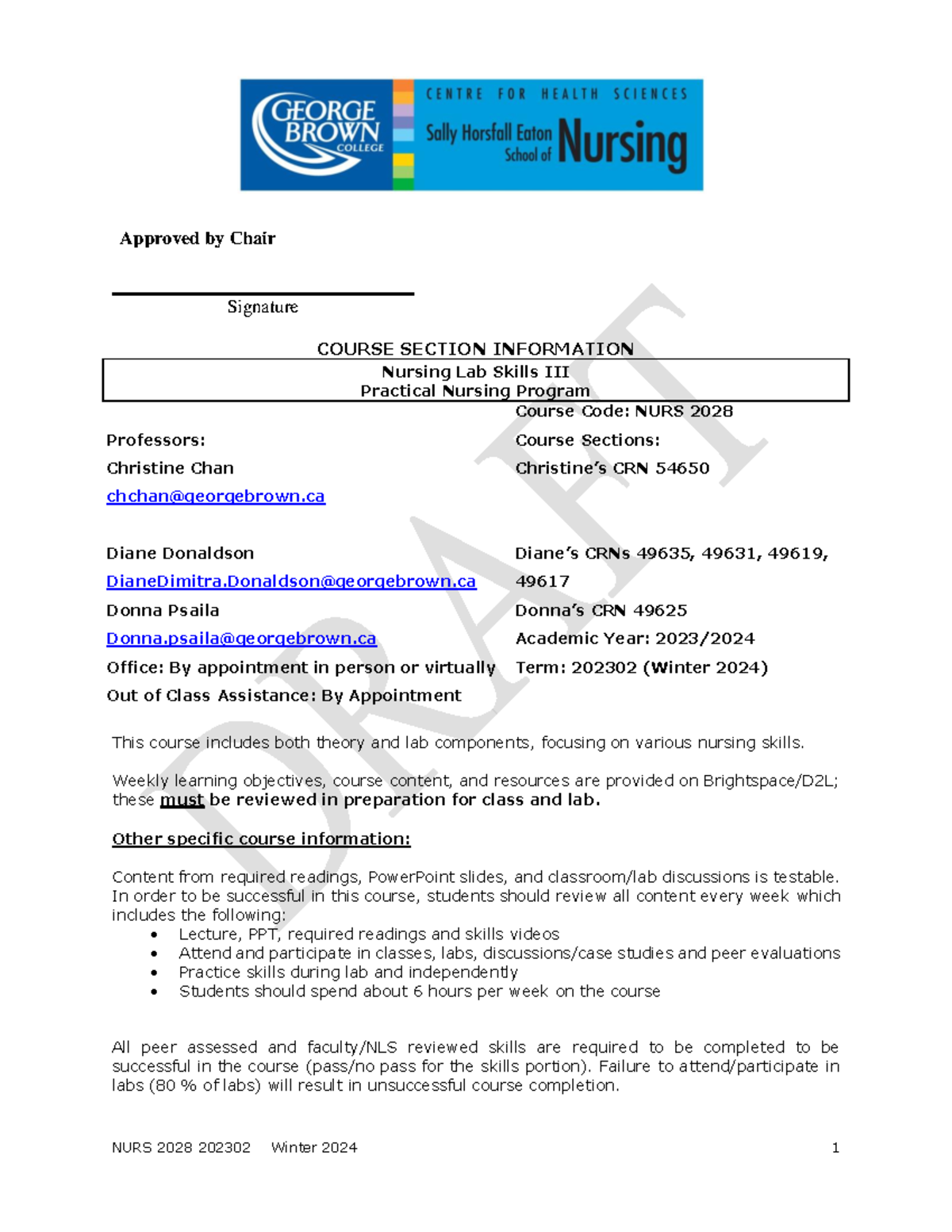 NURS 2028 Winter 2024 Lab Skills & Participation Overview - Studocu