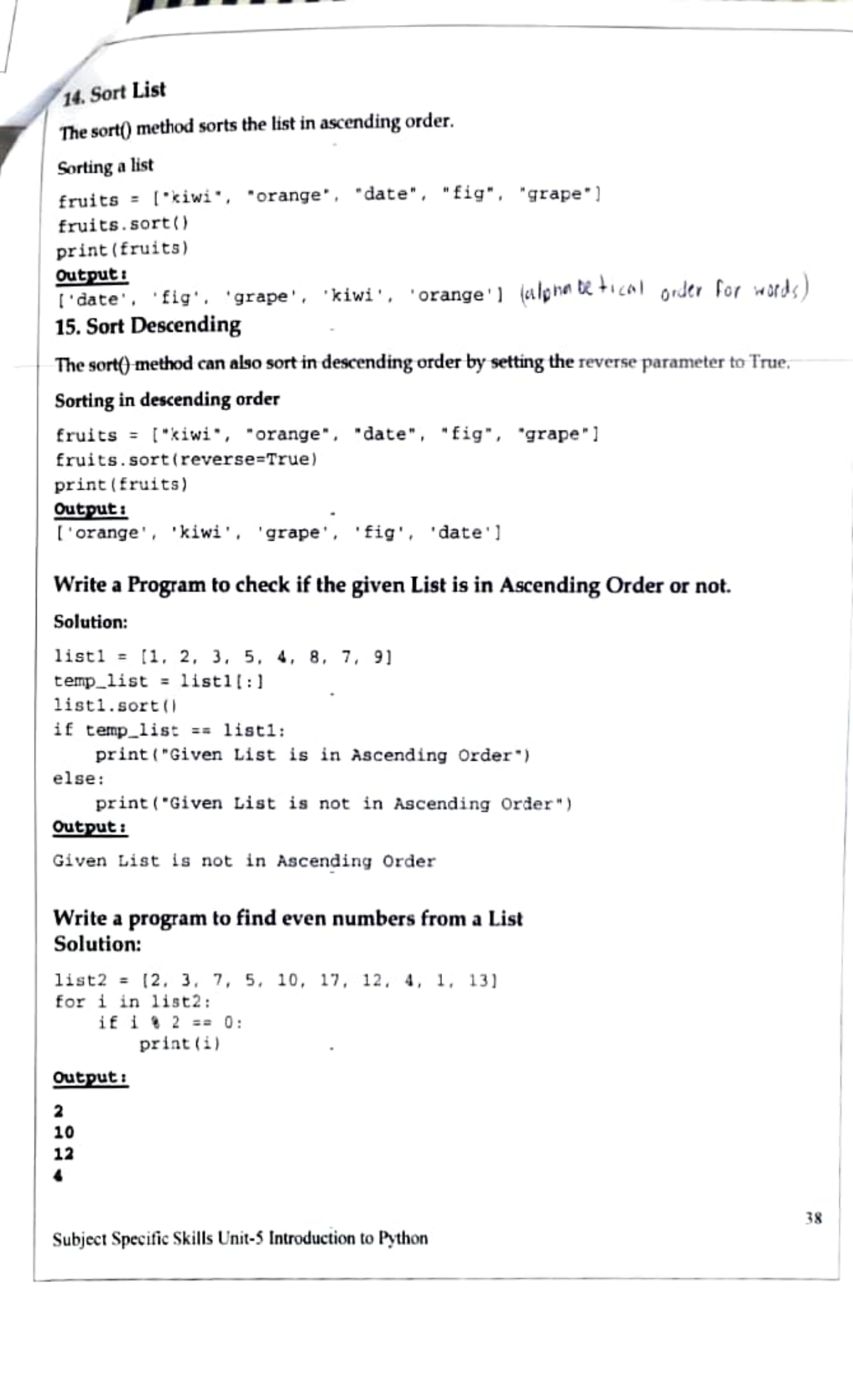 Python Lists: Sorting, Modifying, and Accessing Elements (CS101) - Studocu