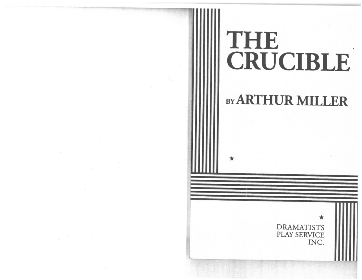 The Crucible (ENG 101) - A Study of Arthur Miller's Play - Studocu