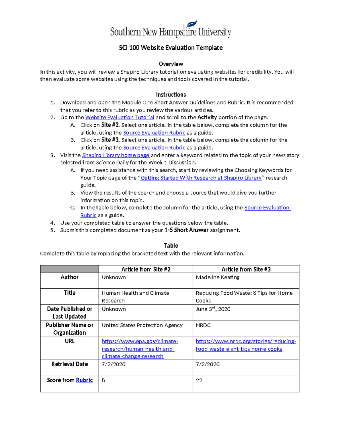 1-5 Short Answer - Examples for the module. - SCI 100 Website ...