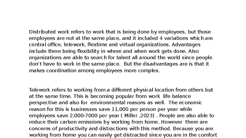 Week 10 - Notes on Distributed Work Definitions and Variations - Studocu