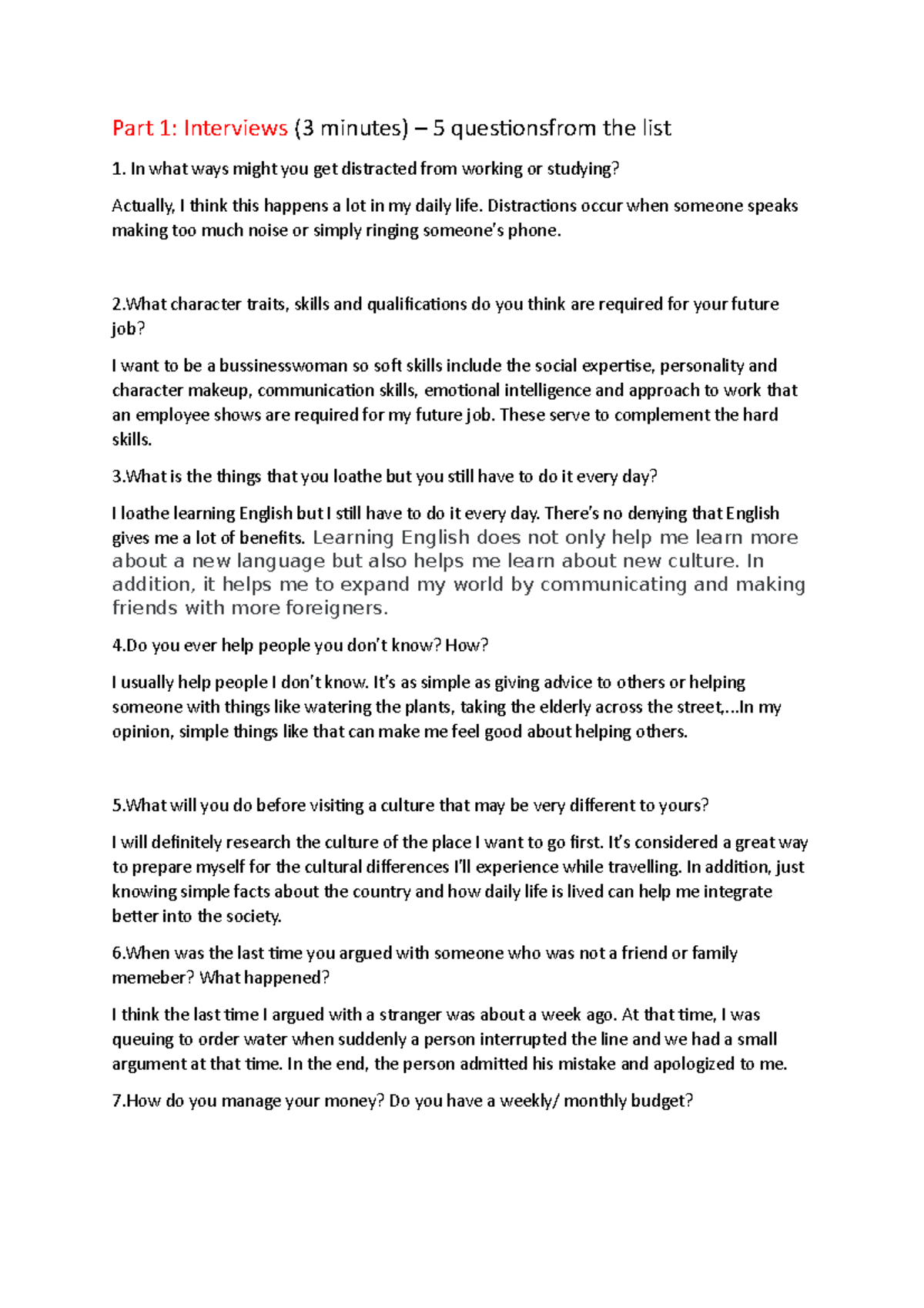 FE Speaking 19-4 LV4 - Interview Insights and Discussion Topics - Studocu