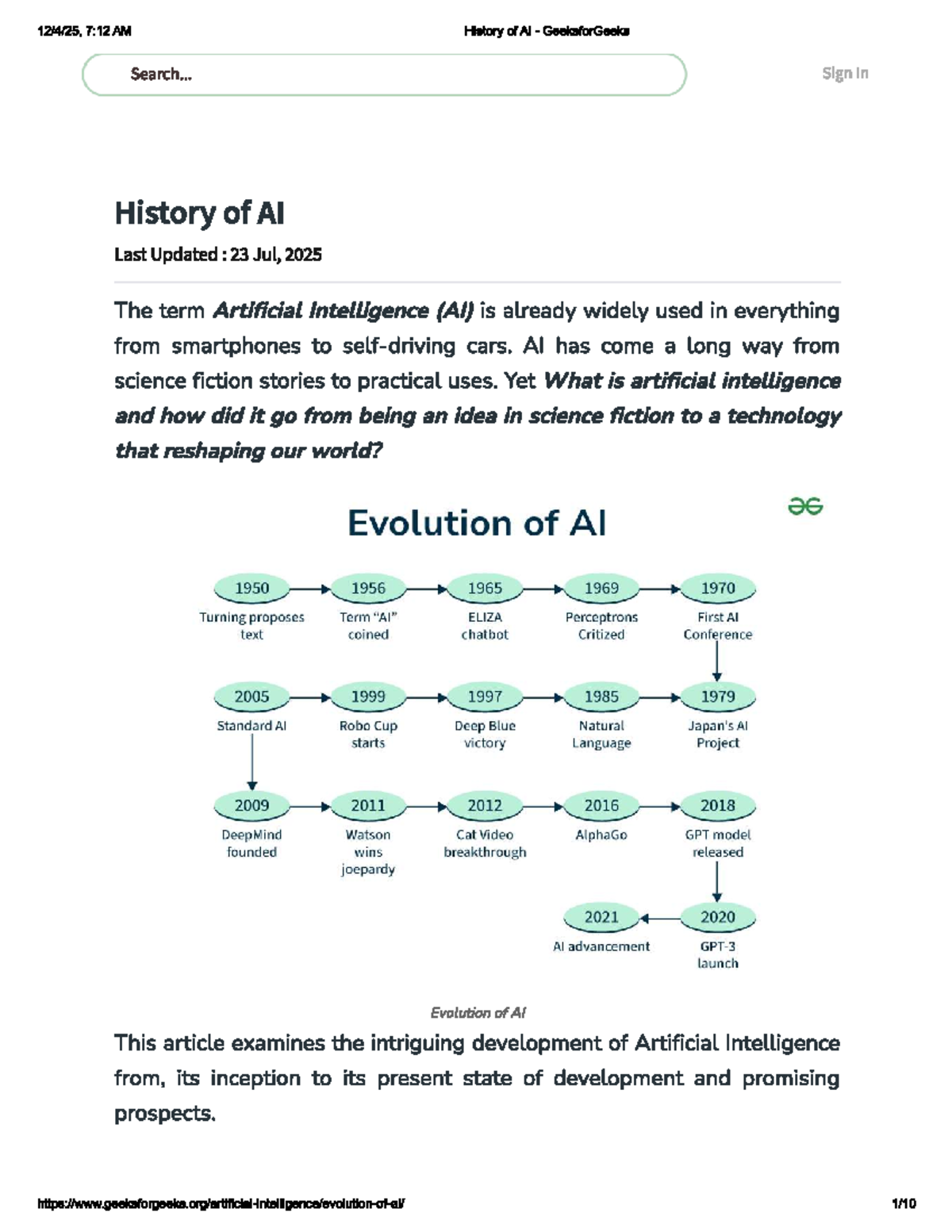 AI2 - Evolution of Artificial Intelligence: From Concept to Reality ...