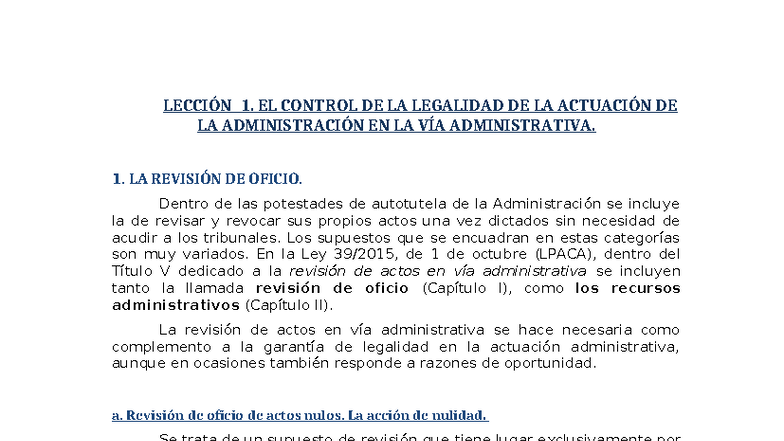 LECCIÓN 1 Y 2: CONTROL DE LEGALIDAD Y JURISDICCIÓN EN DERECHO ...