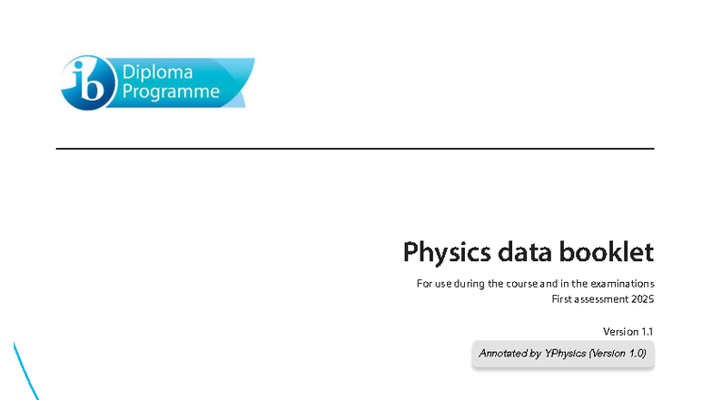 Physics HL Data Booklet for First Assessment 2025 - Studocu