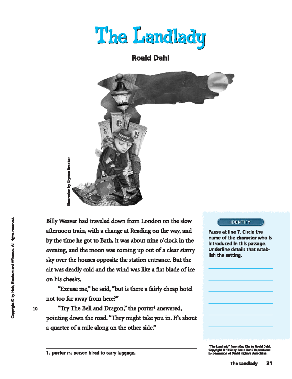The Landlady by Roald Dahl - The Landlady Roald Dahl Billy Weaver had ...