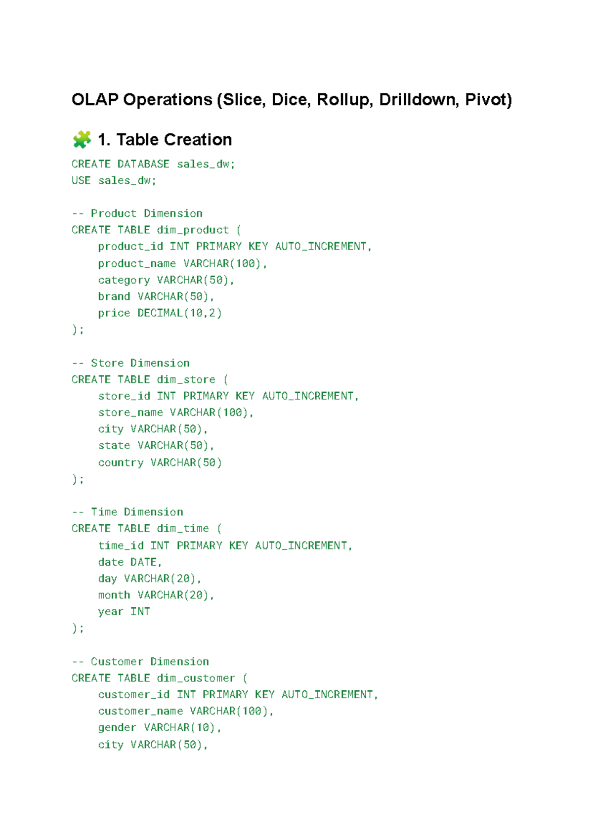 OLAP Operations (Slice, Dice, Rollup, Drilldown, Pivot) Overview - Studocu
