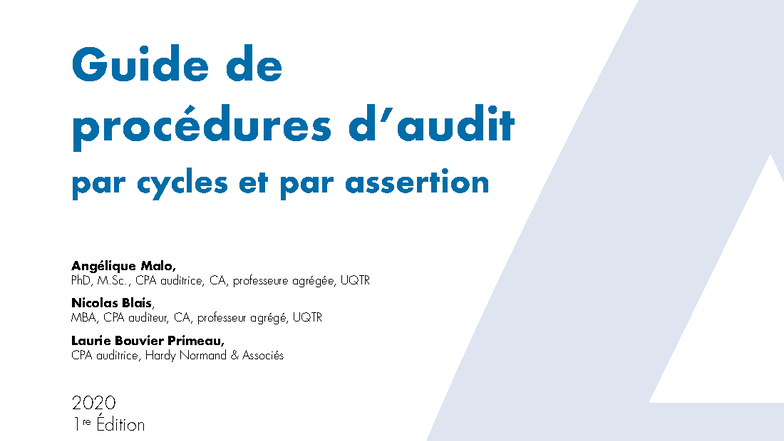 Guide d'Audit des Assertions - NCA 315, 1re Édition - Studocu