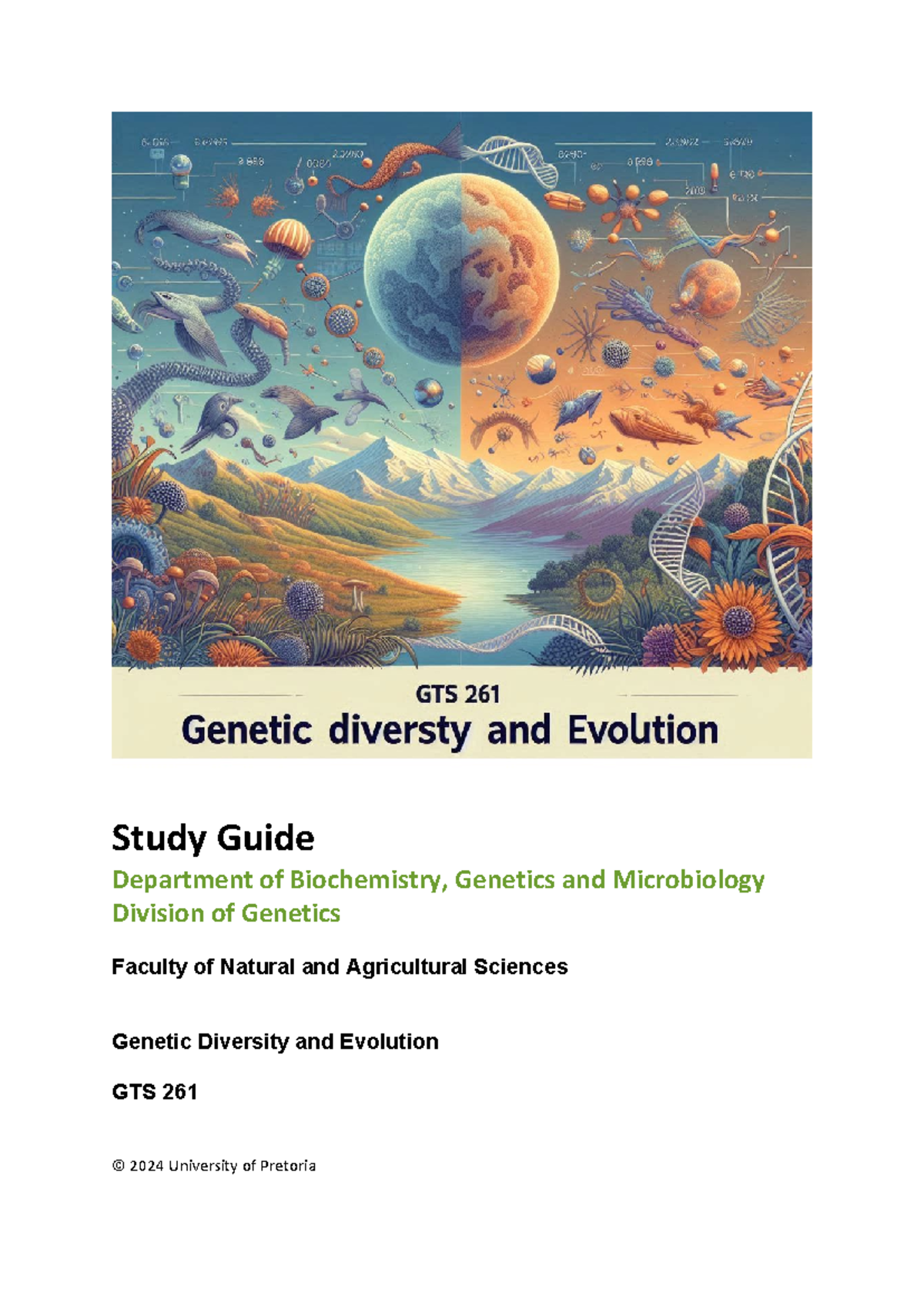 GTS 261 2024 Study Guide - Study Guide Department of Biochemistry ...