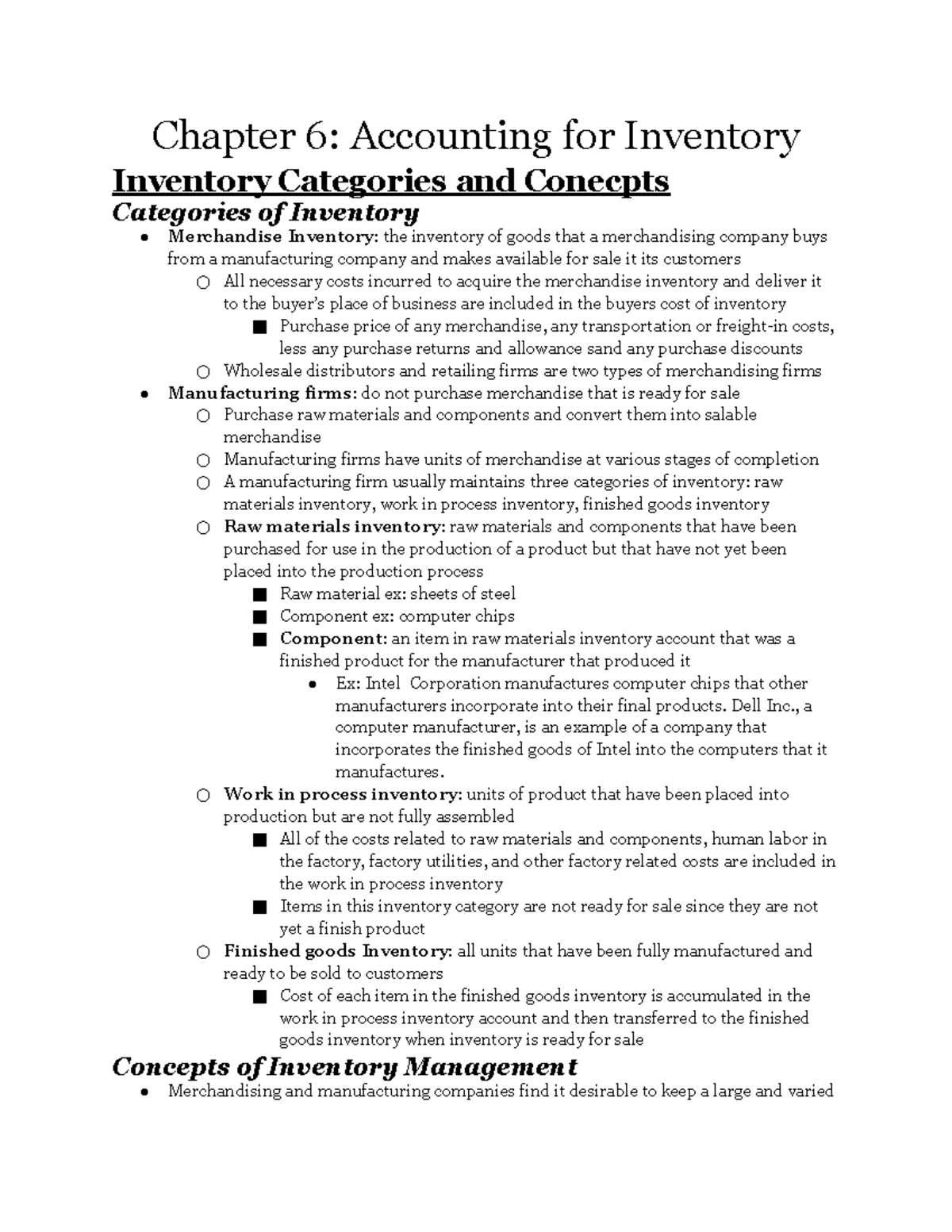 Chapter 6 Accounting for Inventory - Chapter 6: Accounting for ...