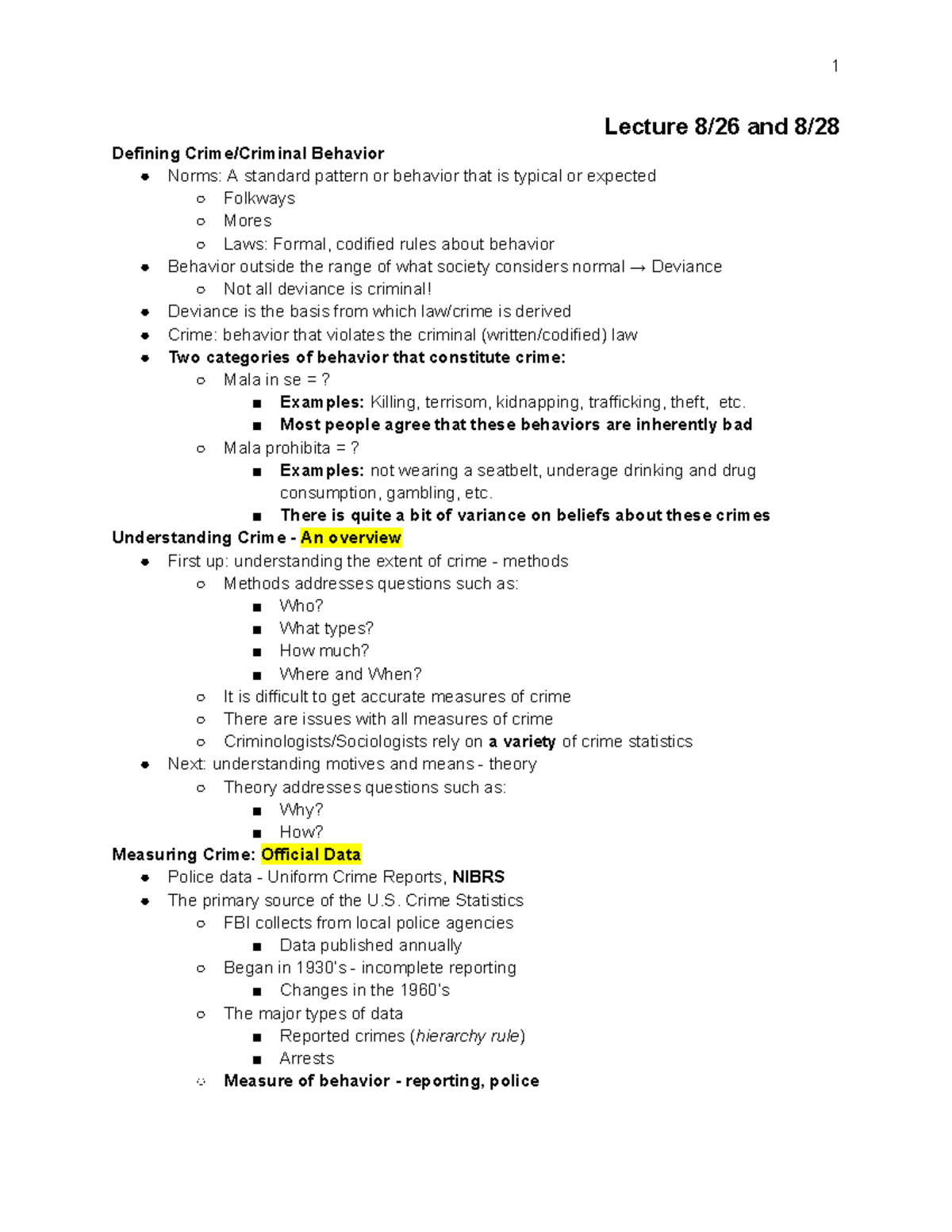 Criminology 101: Lecture Notes on Behavior Norms and Crime Analysis ...