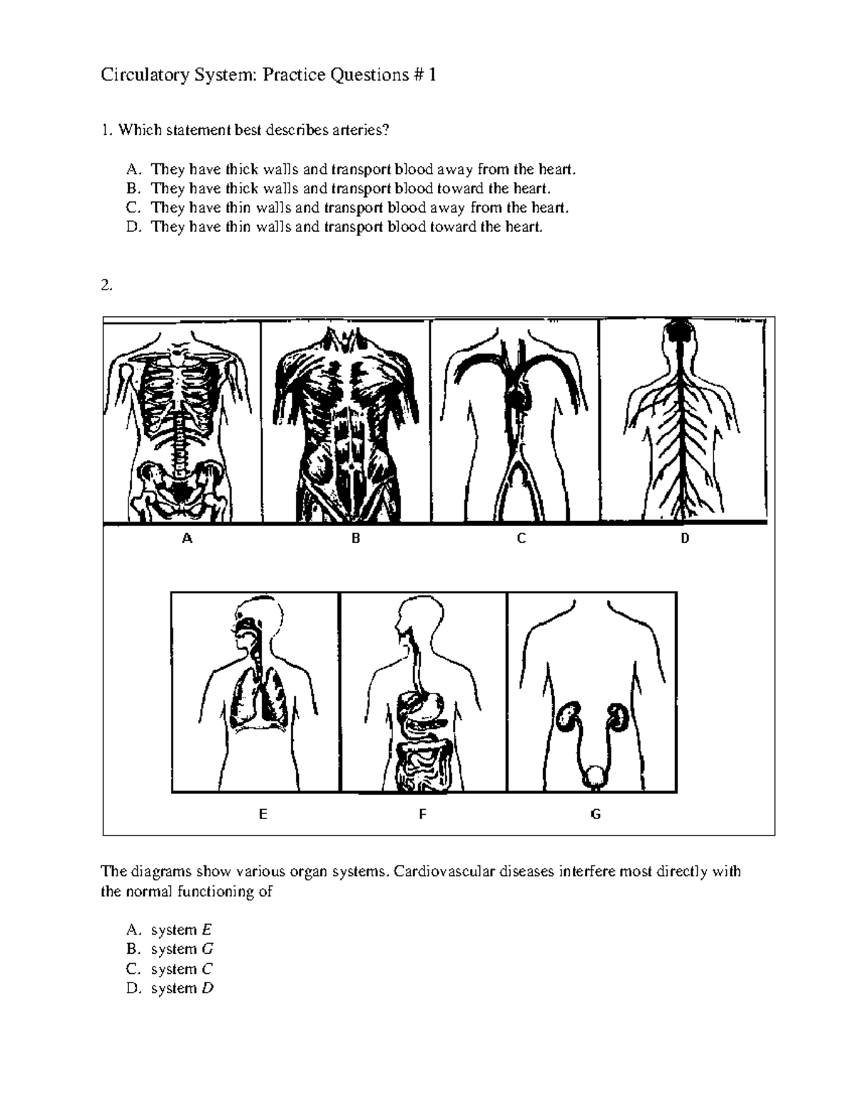 Circulatory System Practice Questions 1: Key Concepts and Answers - Studocu