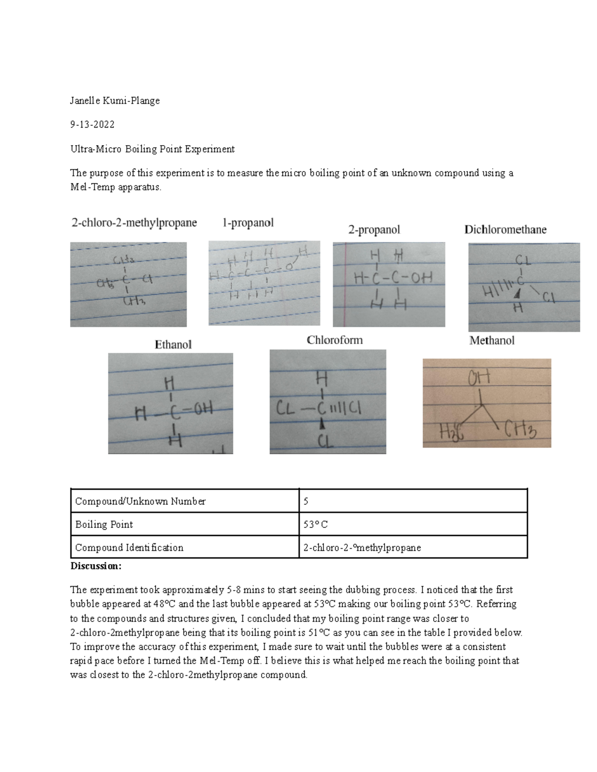 Ultra-Micro Boiling Point Experiment Report (Chem 101) - Studocu