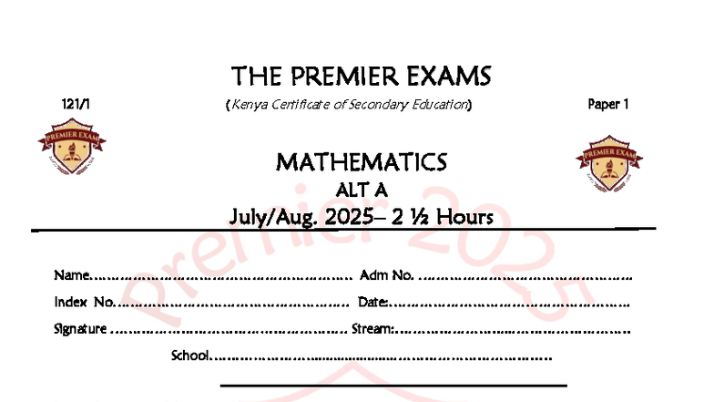 MATH PP1 - KCSE Mathematics Paper 1 Exam Guide - Studocu