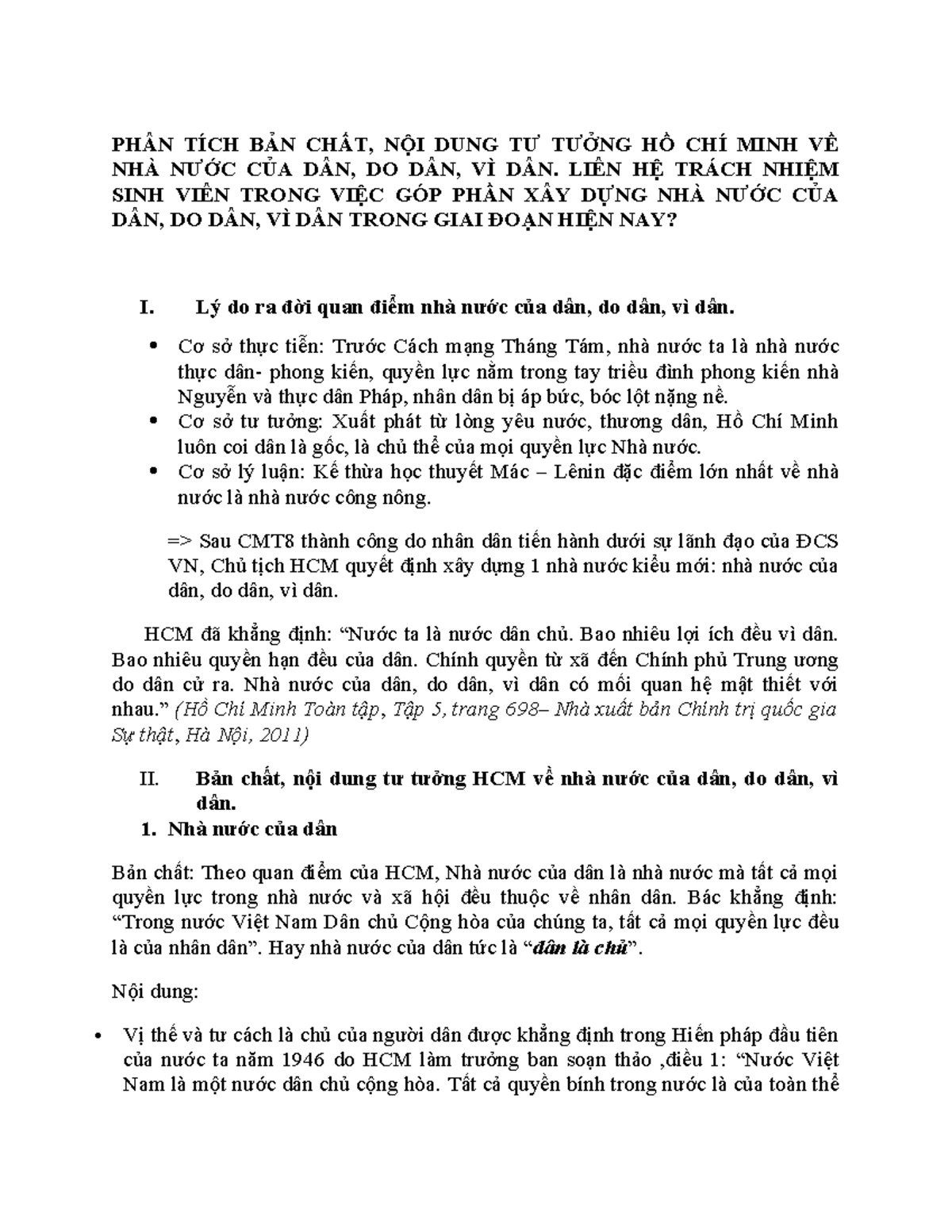 PHÂN TÍCH TƯ TƯỞNG HỒ CHÍ MINH VỀ NHÀ NƯỚC CỦA DÂN, DO DÂN, VÌ DÂN ...