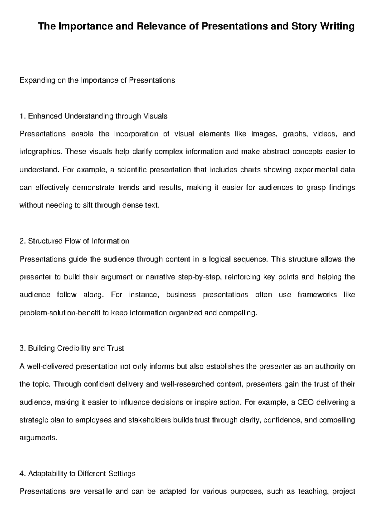 Importance of Presentations and Story Writing - The Importance and ...