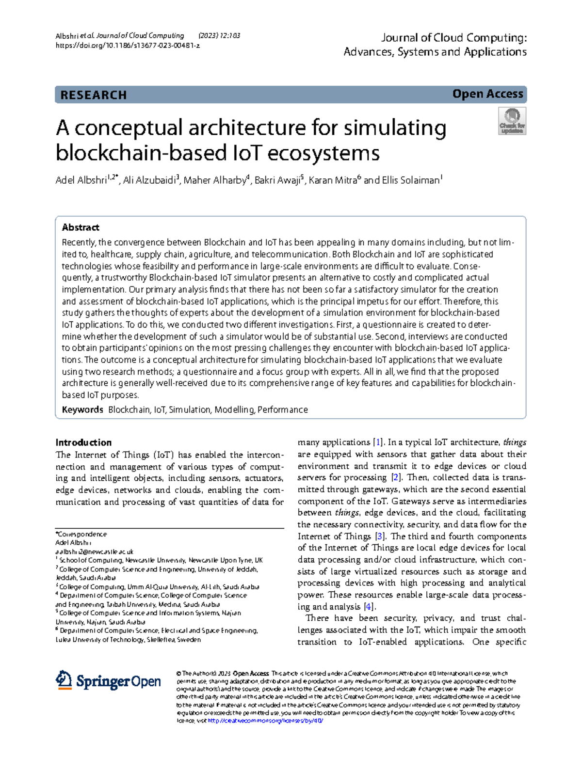A Conceptual Architecture for Simulating Blockchain-based IoT Ecosystems - Studocu