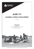 ALDE111 - NWU - Academic Literacy Development - Studocu