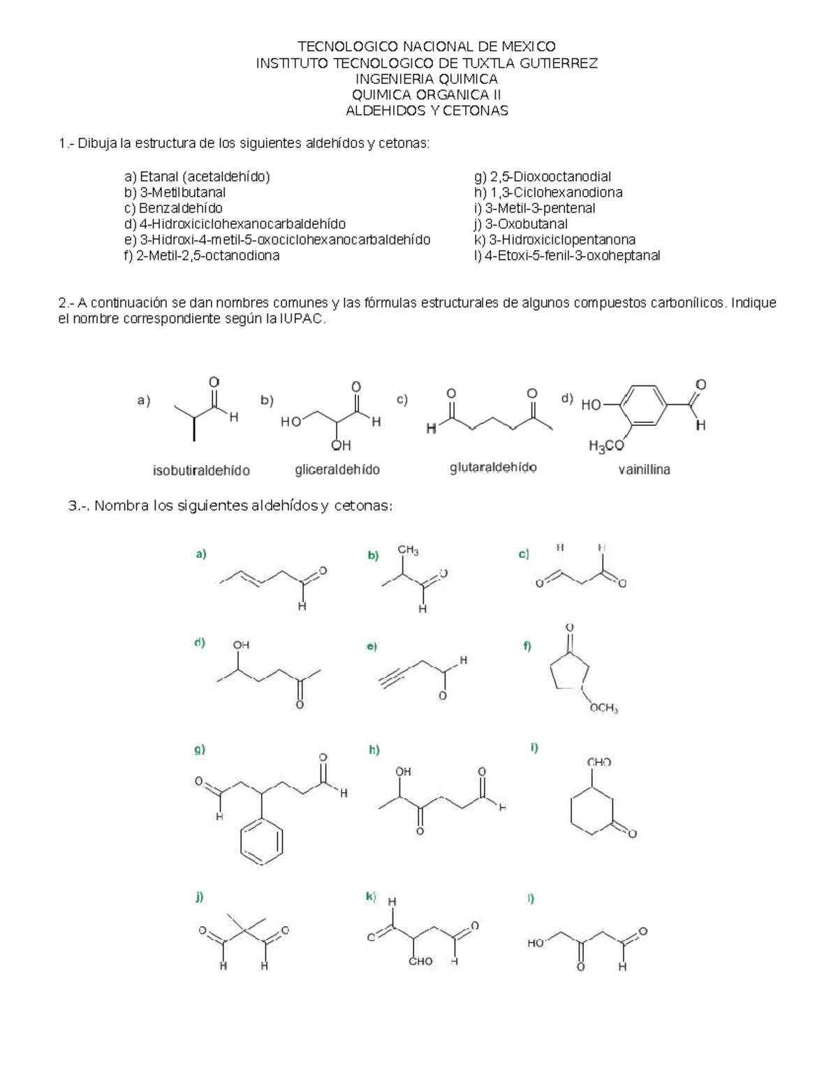 Ejercicios de Aldehídos y Cetonas - Química Orgánica II (QOII) - Studocu