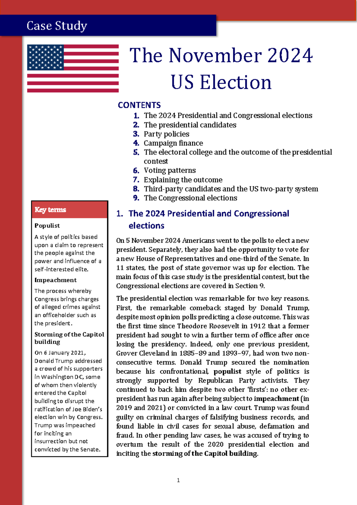 A Level Politics 2024: Case Study of the US Presidential Election - Studocu