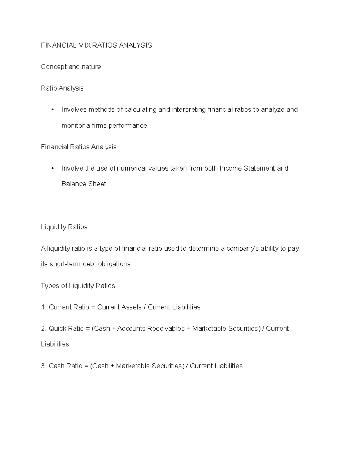 Financial MIX Ratios Analysis: Key Metrics for Performance Evaluation ...