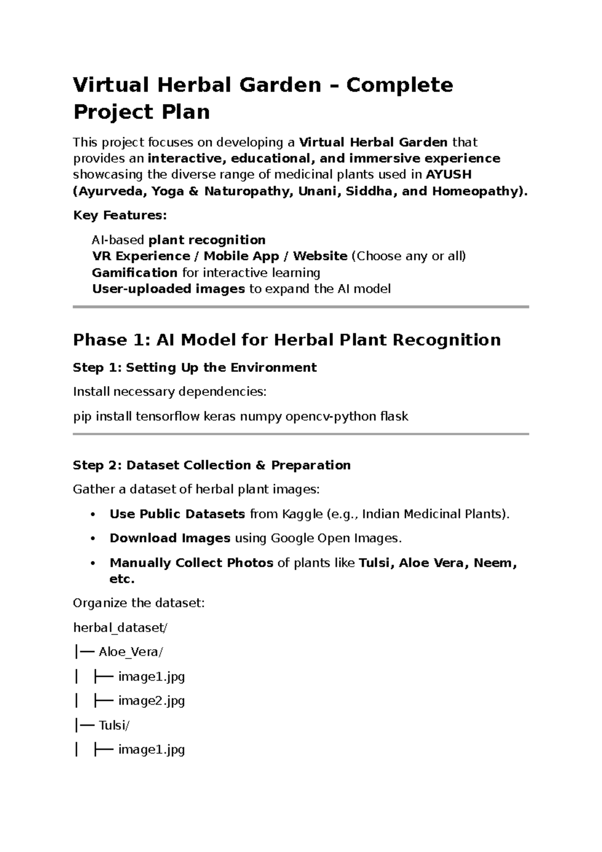 Virtual Herbal Garden Project Plan – AYUSH Tech Integration - Studocu