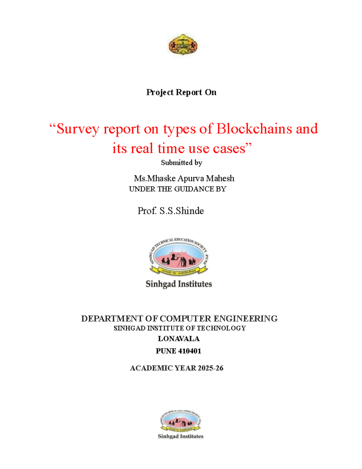 Project Report on Types of Blockchains and Their Real-Time Applications (CS101) - Studocu