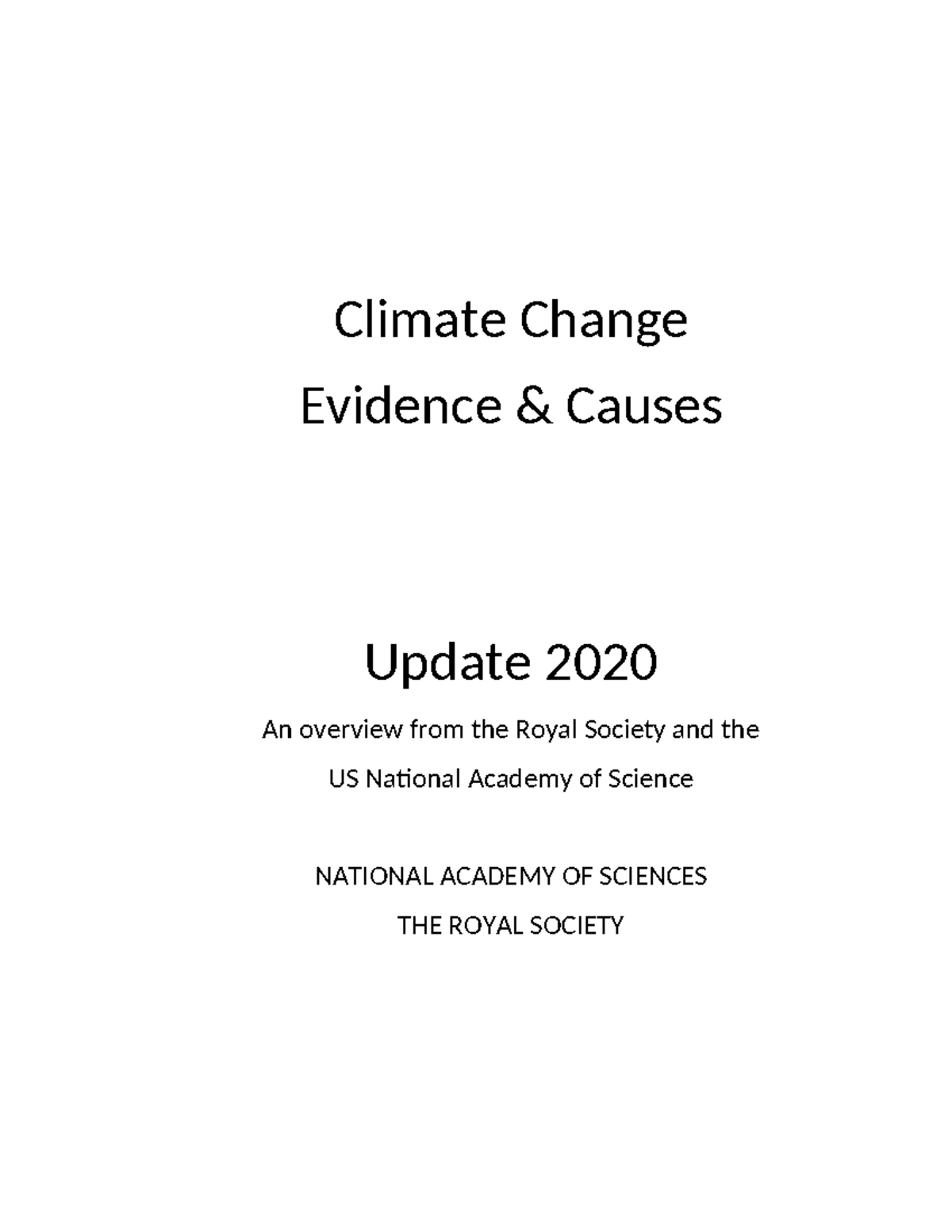 Climate Change Evidence And Causes Update 2020 Studocu