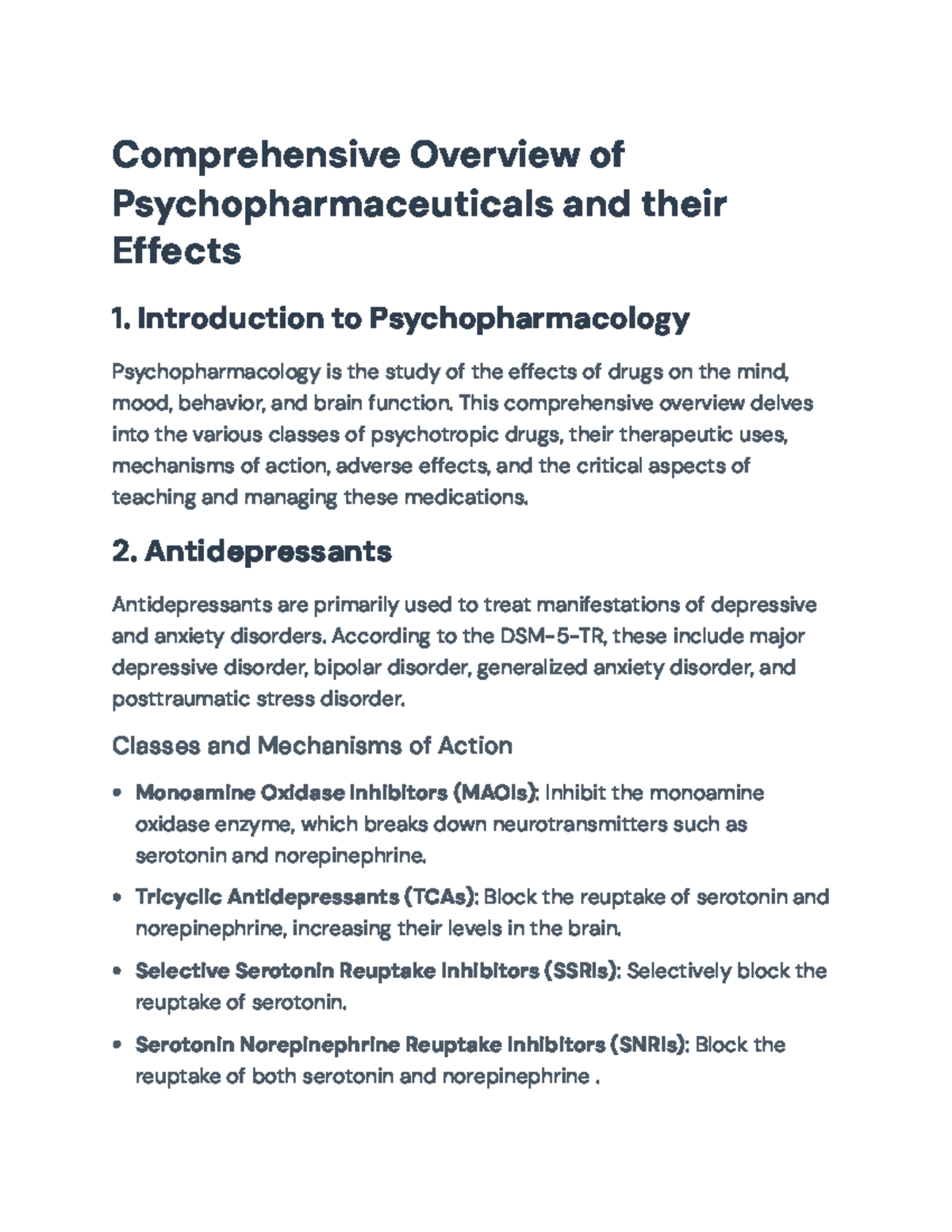 Comprehensive Overview of Psychopharmaceuticals: Effects & Management ...