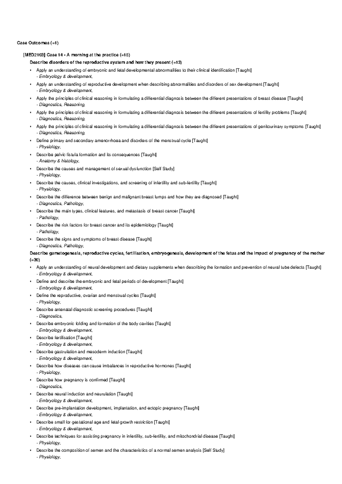 Case 14 Learning Outcomes: Reproductive System Disorders & Embryology ...