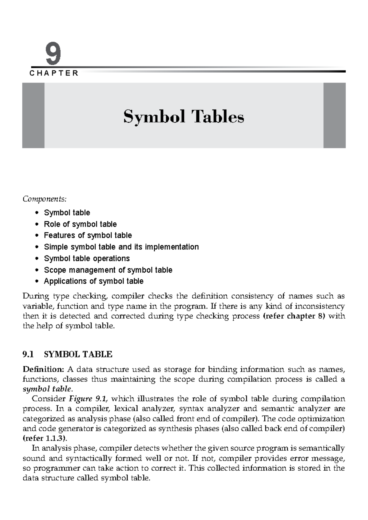 Chapter 9: Symbol Tables - Roles, Features, and Implementations - Studocu