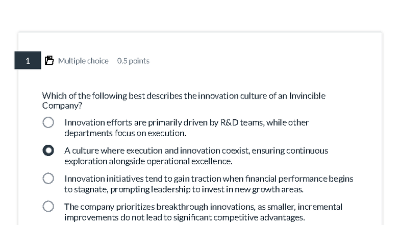 Invincible Company Innovation Culture Exam Answers - Course Code: 1 ...