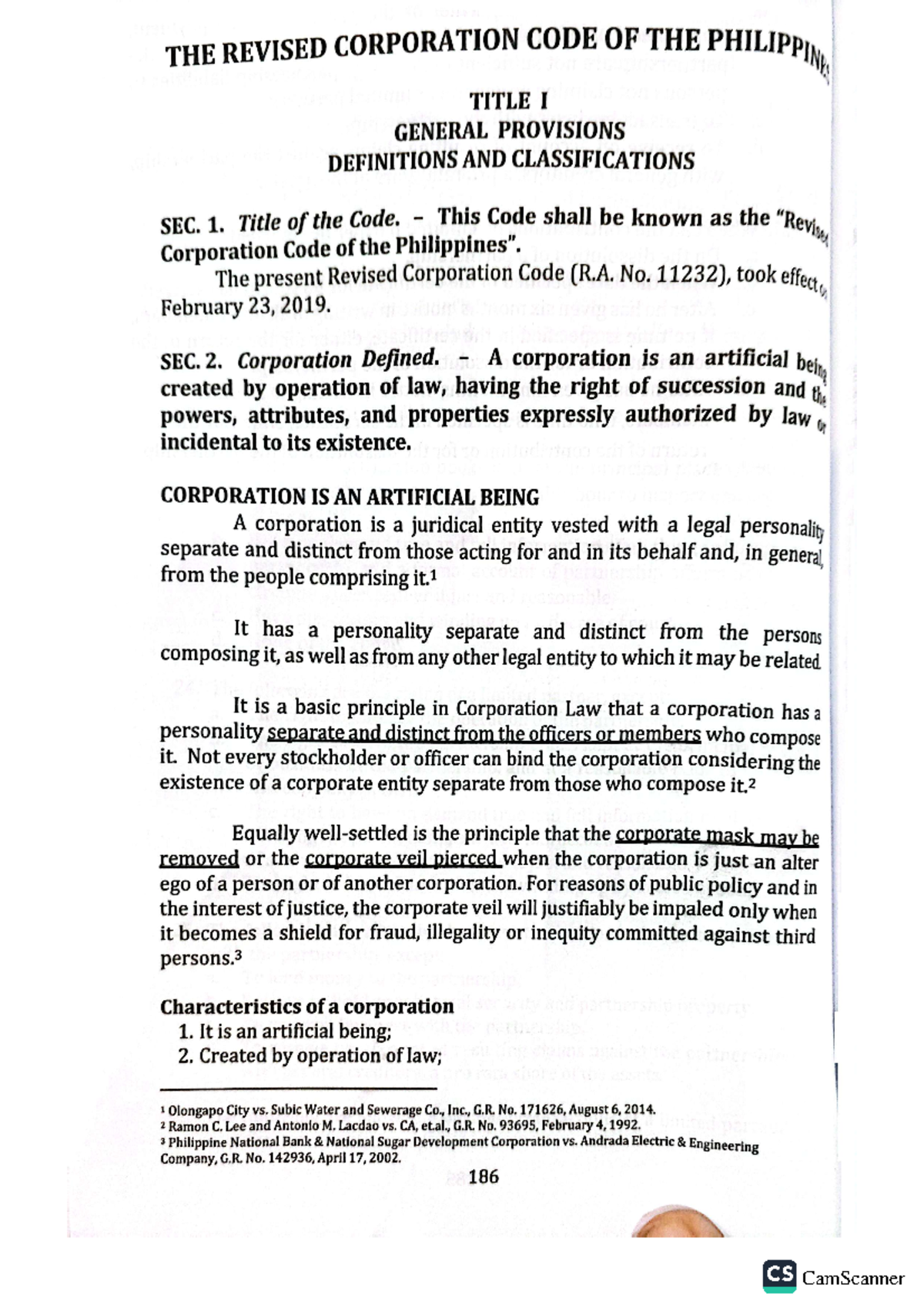 Chapter-1 - Notess - THE REVISED CORPORATION CODE OF THE PHILIPPING ...