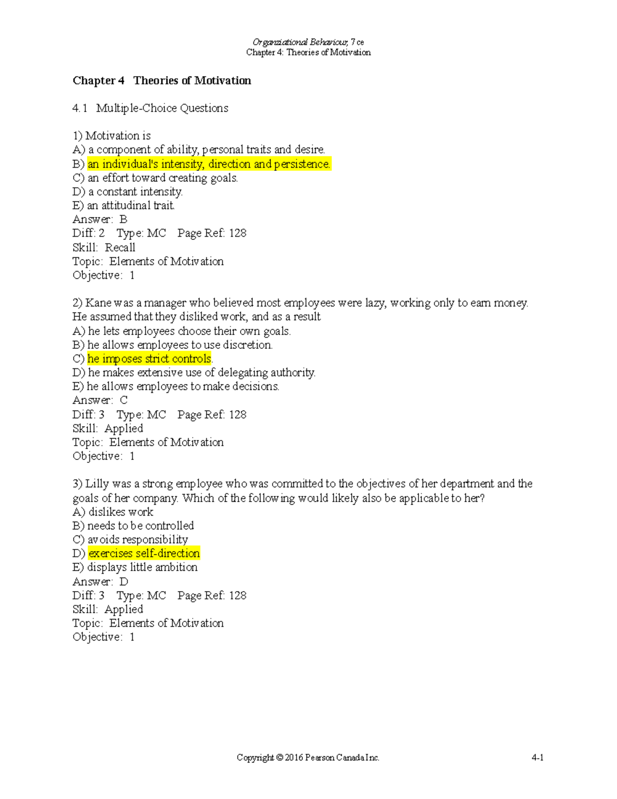 Chapter 4: Theories of Motivation - Key Concepts and MC Questions - Studocu