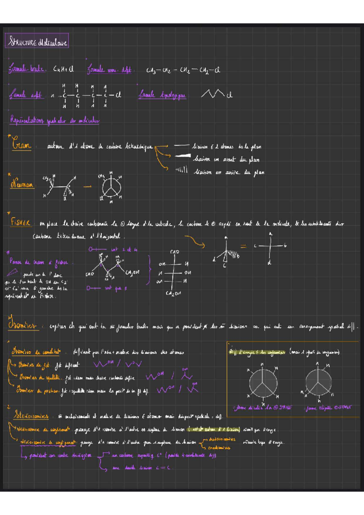Structure Moléculaire: Formules et Représentations CnH, CA2, CH2 - Studocu