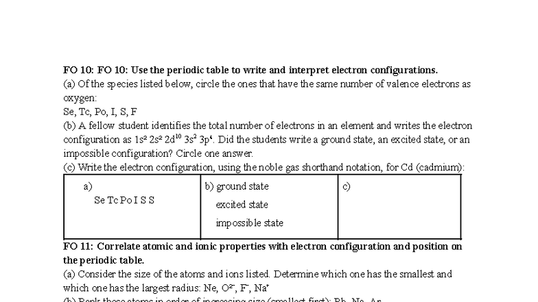 Chem 160: Practice Exam 4 - Electron Configurations & Properties - Studocu