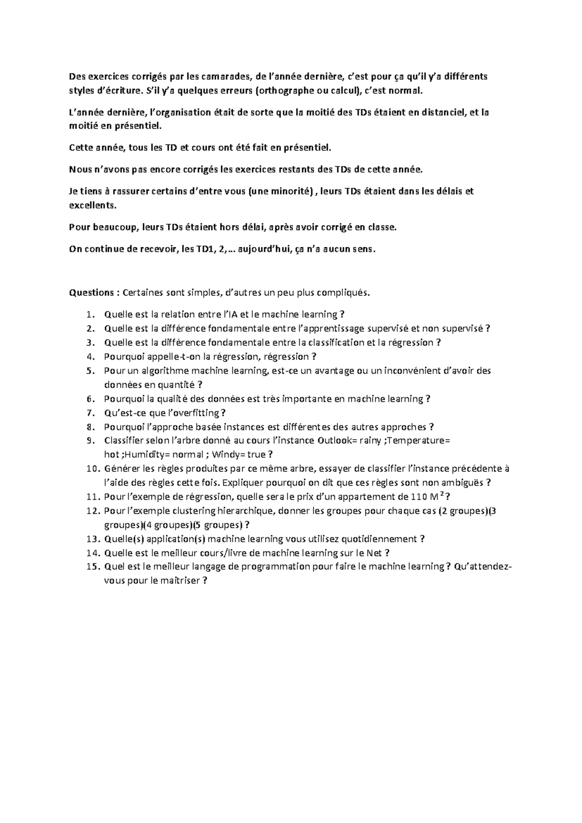 Exercices Corrigés en Apprentissage Automatique (Machine Learning ...