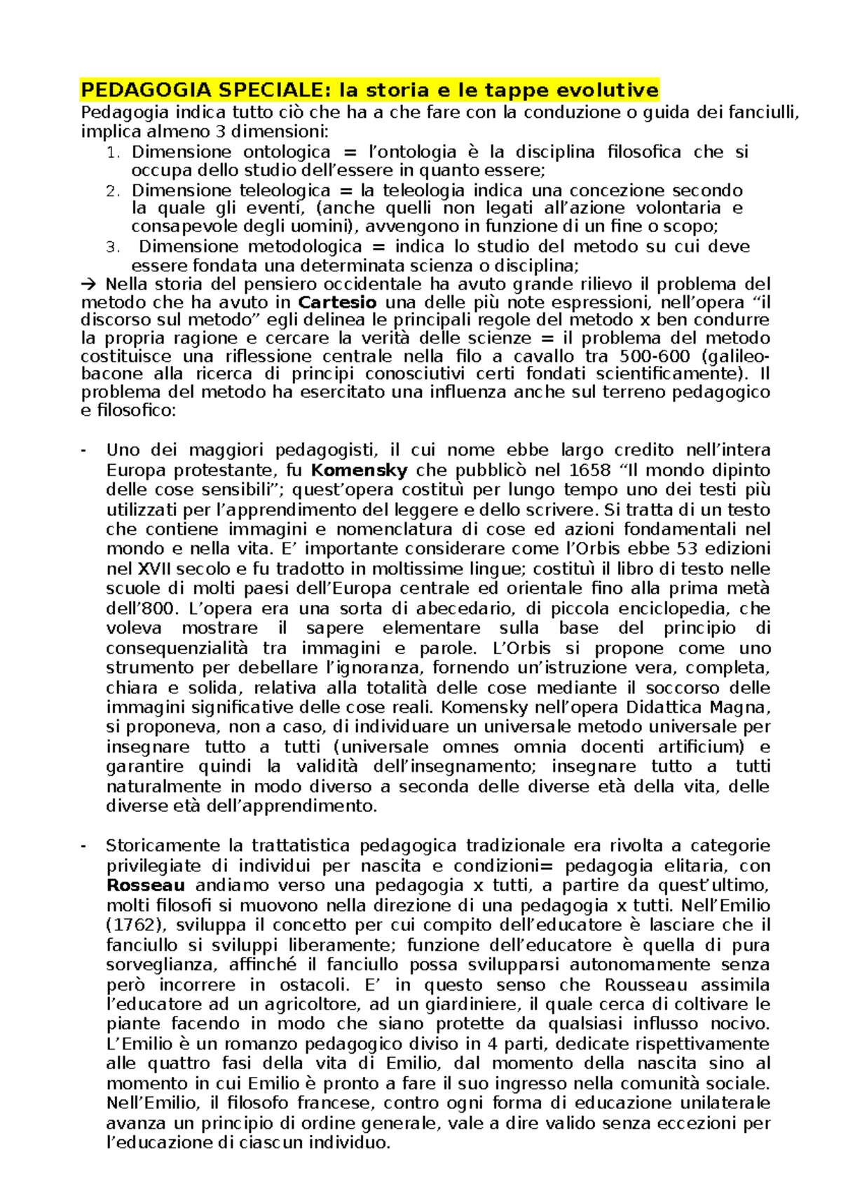 PEDAGOGIA SPECIALE: Storia e Sviluppo della Disciplina - Studocu