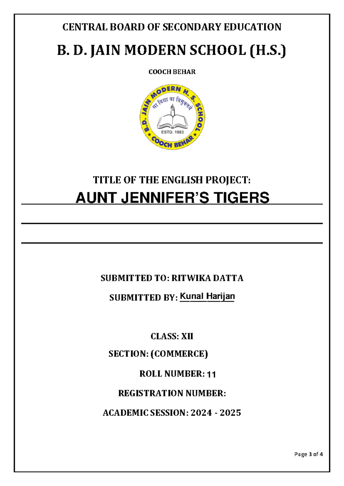English Project Class XII (1) - Page 3 of 4 CENTRAL BOARD OF SECONDARY ...
