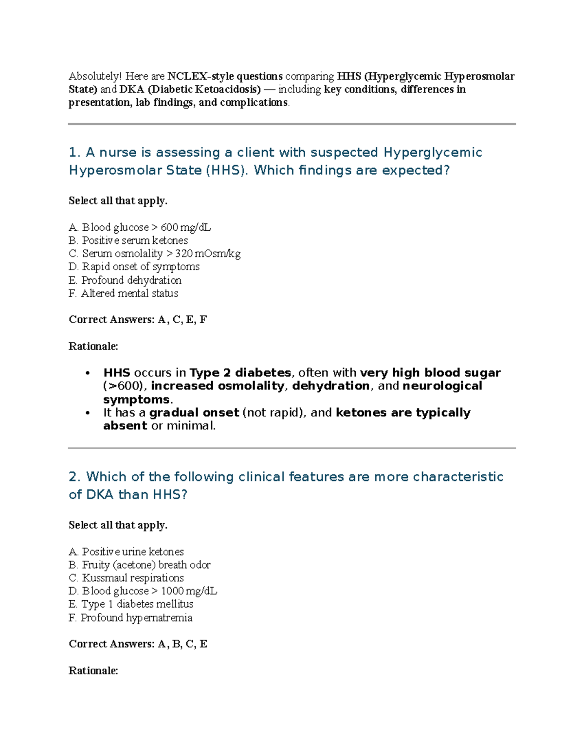HHS vs DKA: Key Differences, Lab Findings, and Nursing Interventions ...